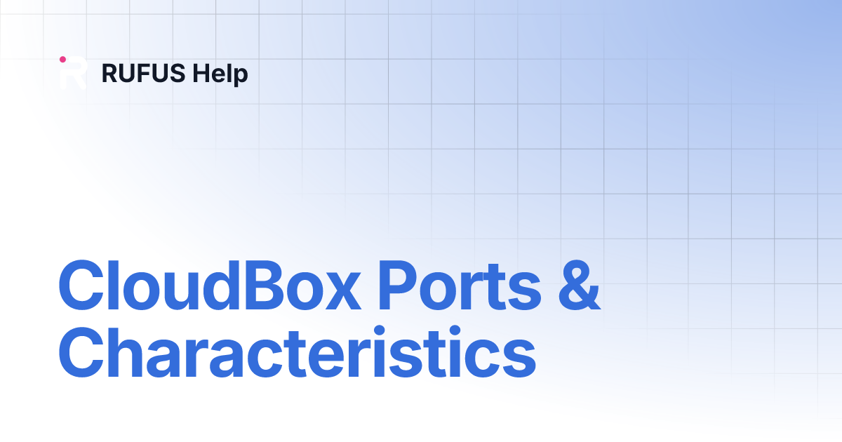 CloudBox Ports & Characteristics | RUFUS Help